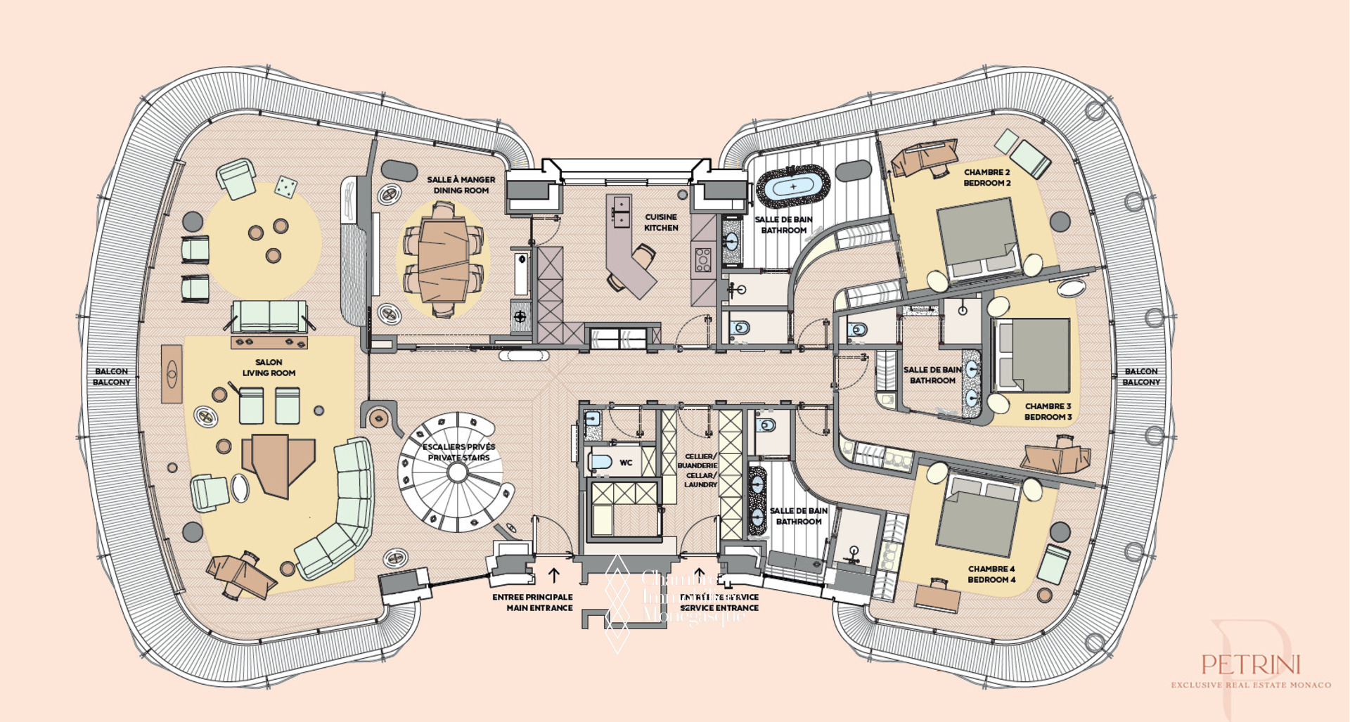 5 rooms apartment to rent in Monaco